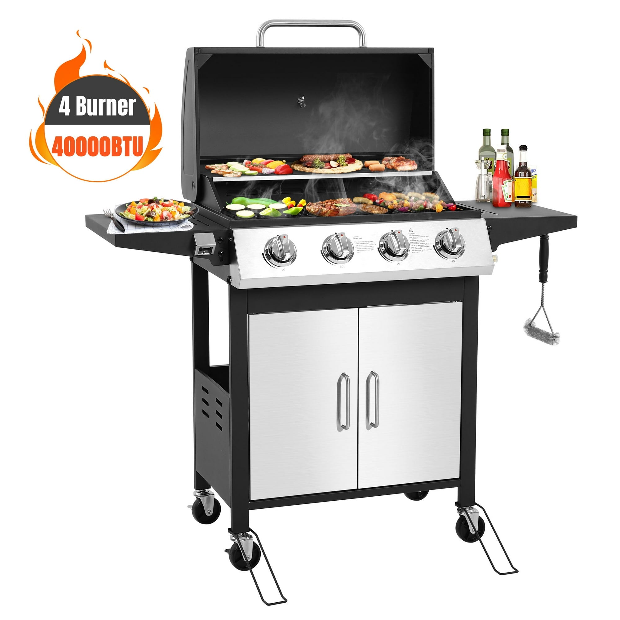 Enyopro 4 Burner Propane Gas Grill, 40,000BTU Stainless Steel BBQ Gril ...